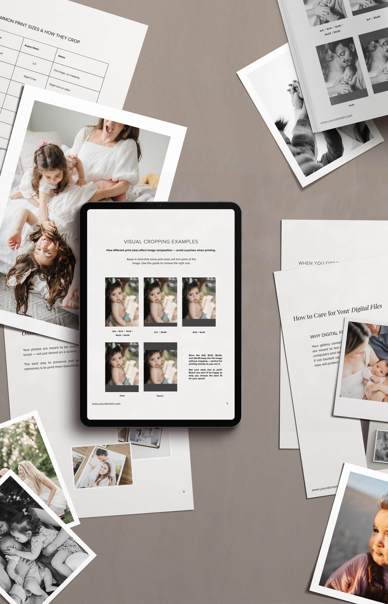 Photo Cropping + Digital File Care Guide Template for Photographers ...